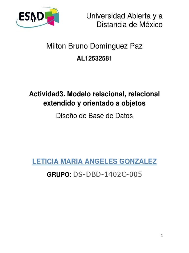 DBD U2 A3 Midp | PDF | Base de datos relacional | Bases de datos