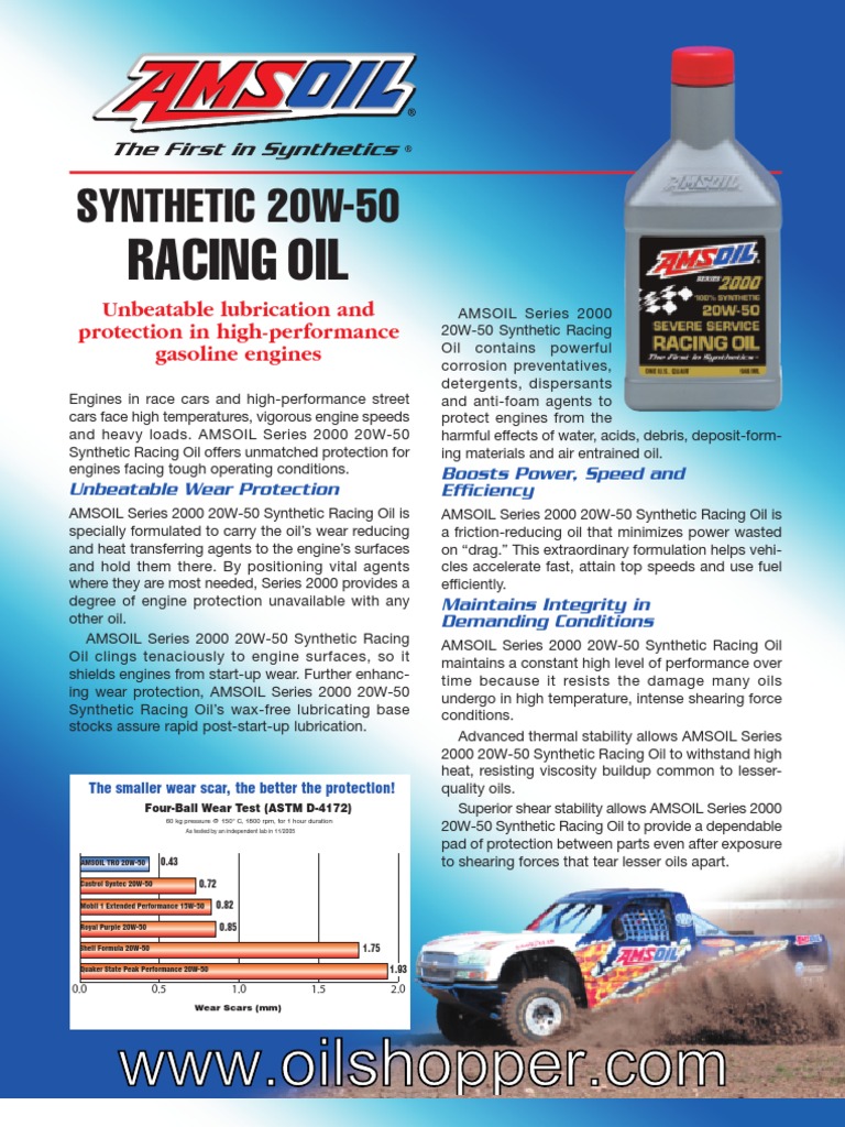 AMSOIL 20W-50 Racing Oil Buy at | PDF | Motor Oil | Viscosity