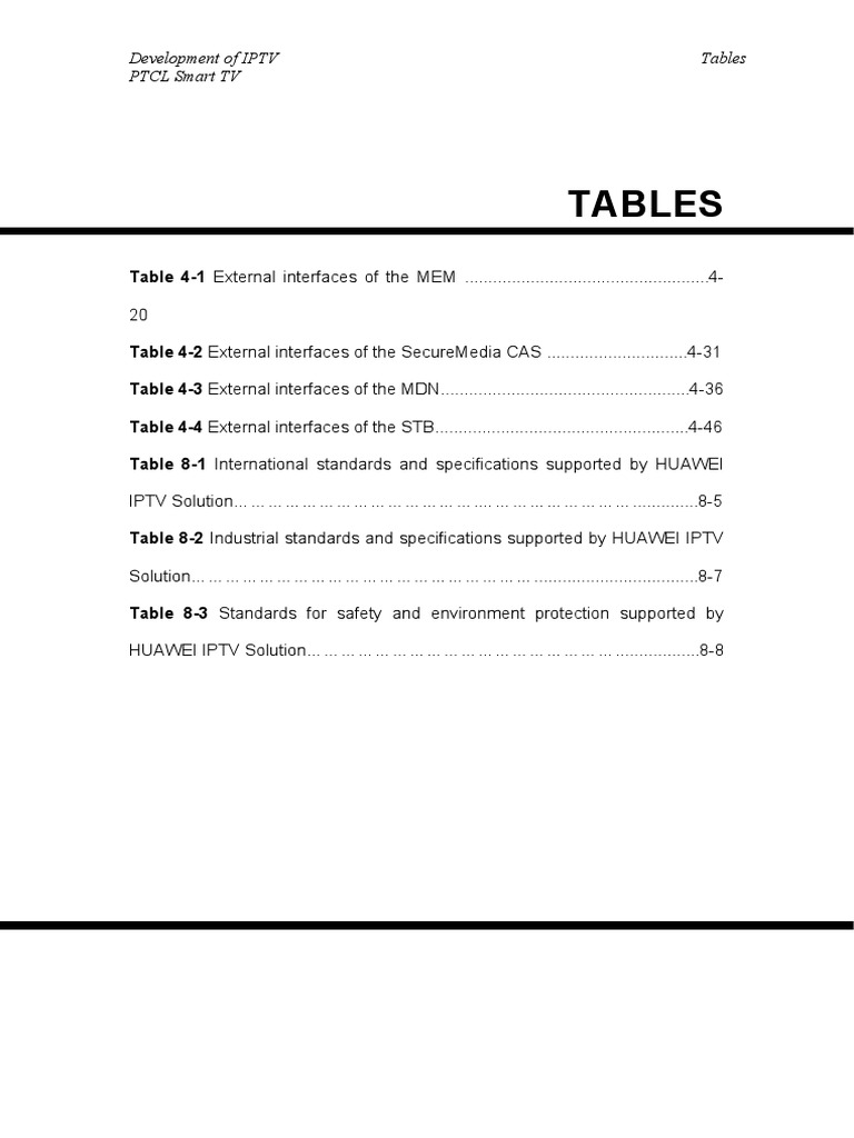 03 Tables Development of IPTV (Smart TV PTCL) | PDF | Computers