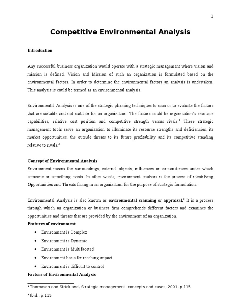 Competitive Environmental Analysis | PDF | Swot Analysis | Strategic ...
