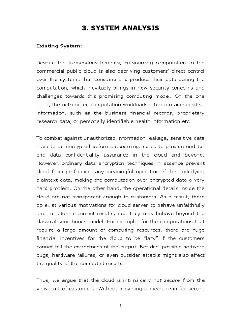 System Analysis | PDF | Encryption | Cloud Computing