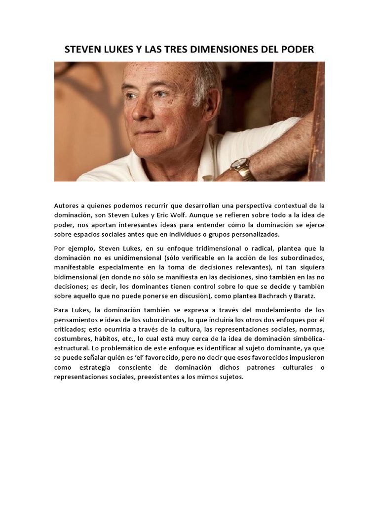 Steven Lukes y Las Tres Dimensiones Del Poder | PDF | Política