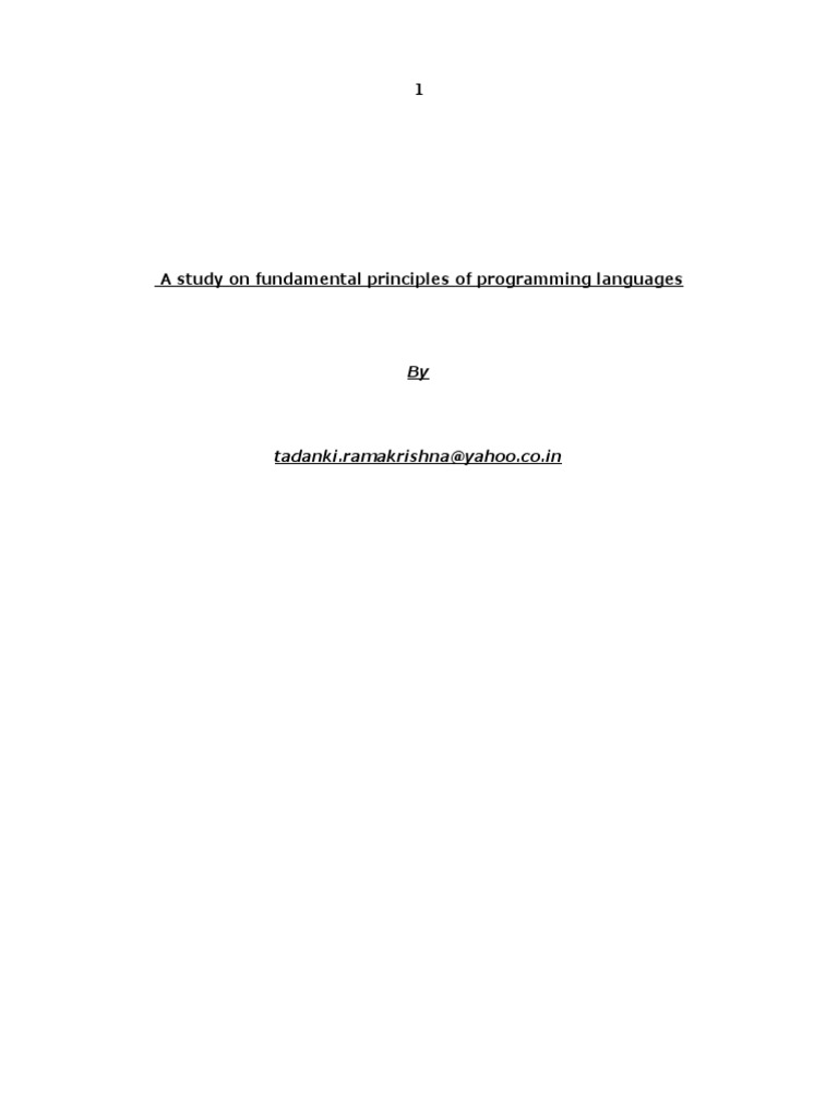 A Study On Fundamental Principles of Programming Languages | PDF