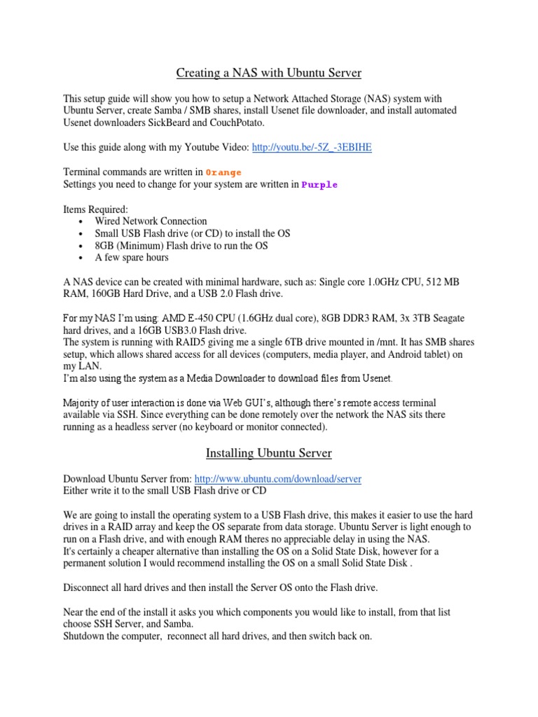 Creating A NAS With Ubuntu Server | PDF | Solid State Drive | Operating System