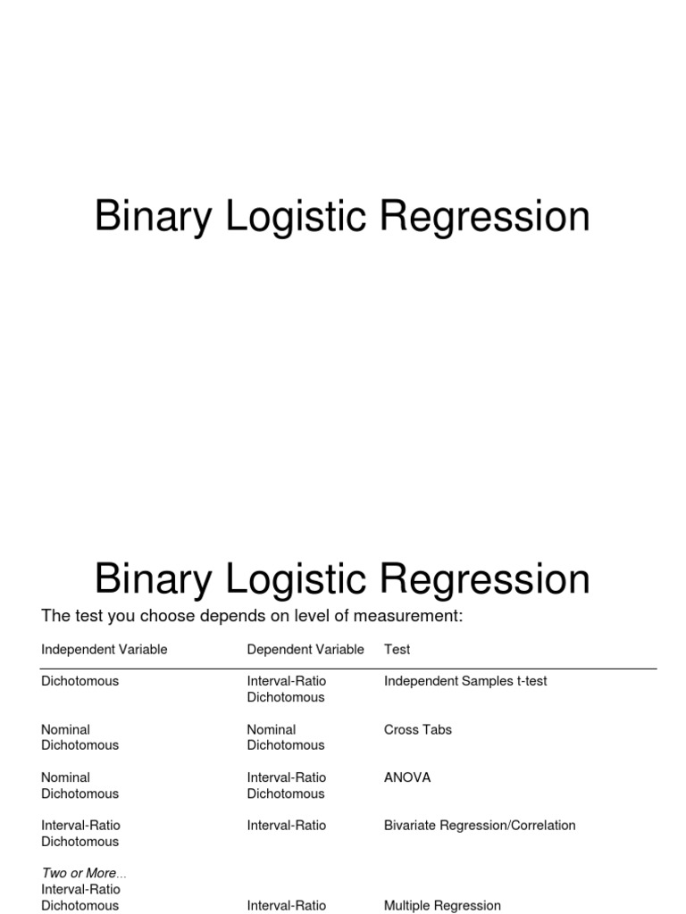 Binary Logistic Regression Lecture 9 Pdf Logistic Regression Categorical Variable 