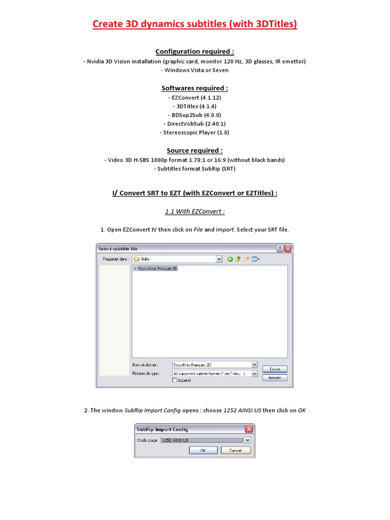 3D Subtitles Tutorial | PDF | Stereoscopy | Digital Technology
