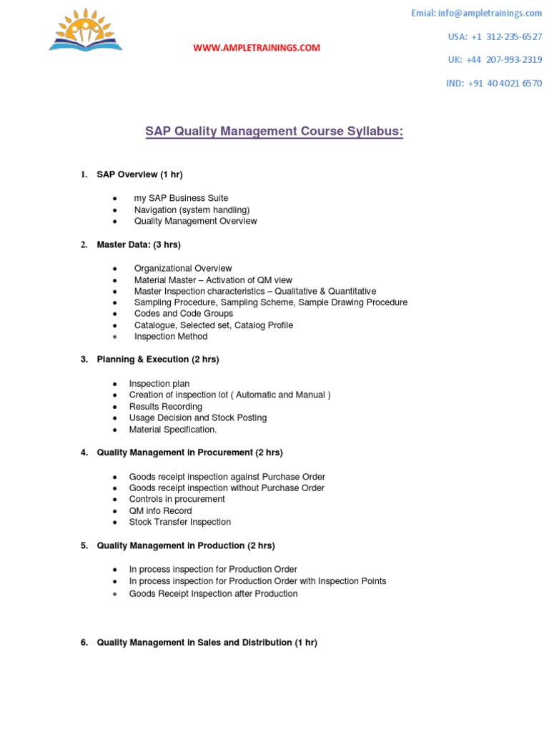 Best SAP QM Couse - SAP Quality Management Online Training at Ample ...