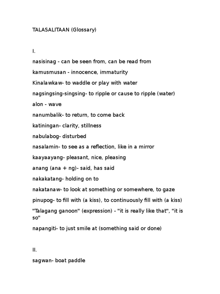 Tagalog Glossary | PDF | Semiotics | Languages