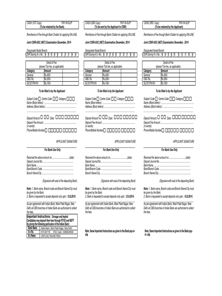 Challan Indian Bank | PDF | Financial Services | Payments