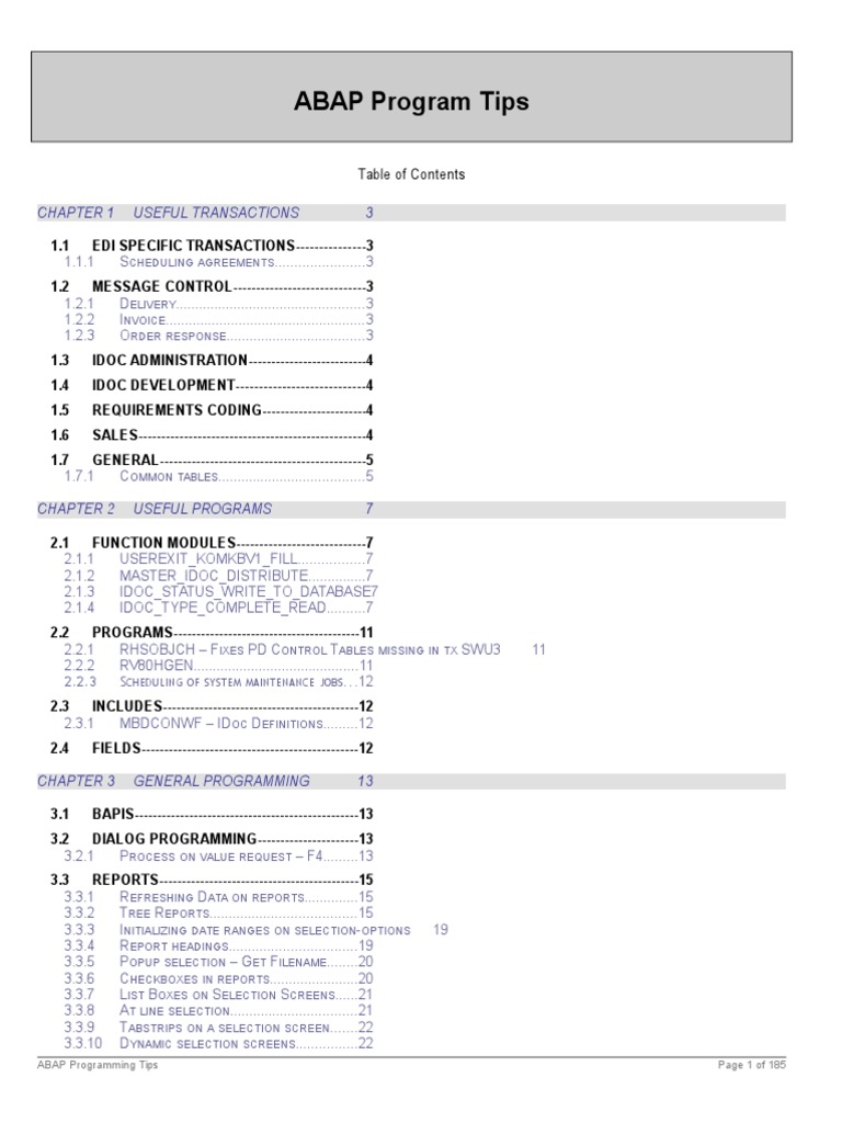 ABAP Programming Tips and Best Practices for EDI, IDOC, and General ... ABAP Programming Tips and Best Practices for EDI, IDOC, and General ...