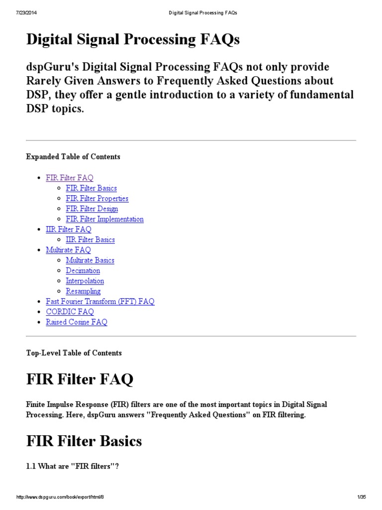 Digital Signal Processing FAQs | PDF | Digital Signal Processing | Sampling (Signal Processing)