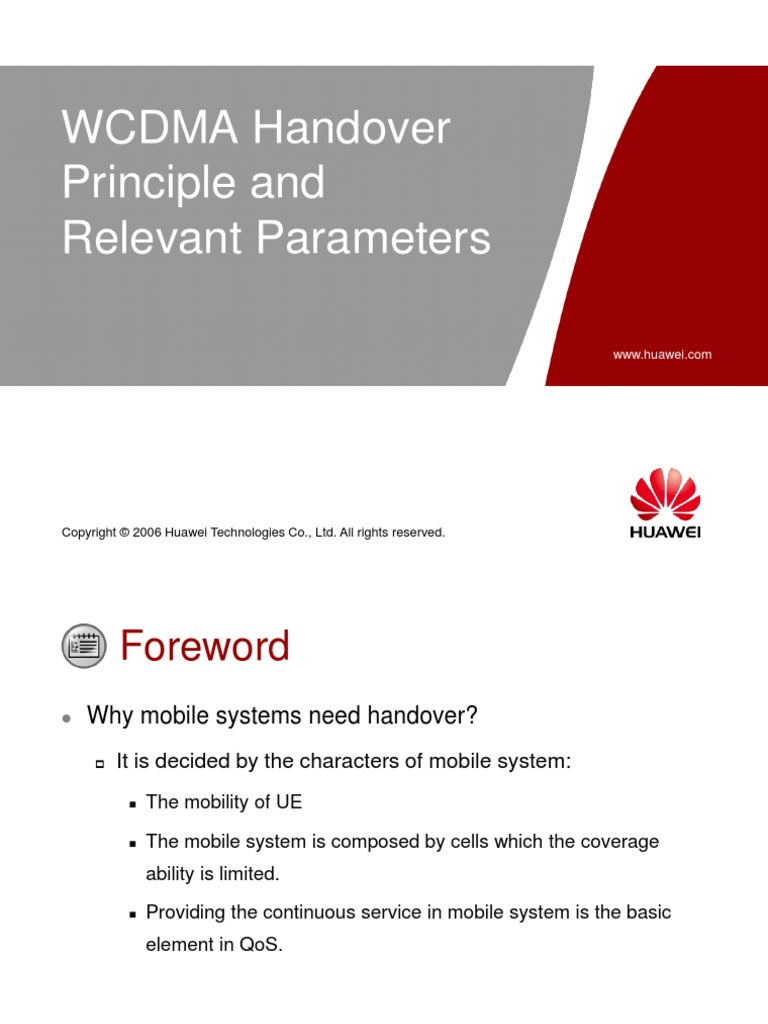 08 - OWJ200102 WCDMA Handover Algorithm and Parameters | PDF | Radio | Telecommunications ...