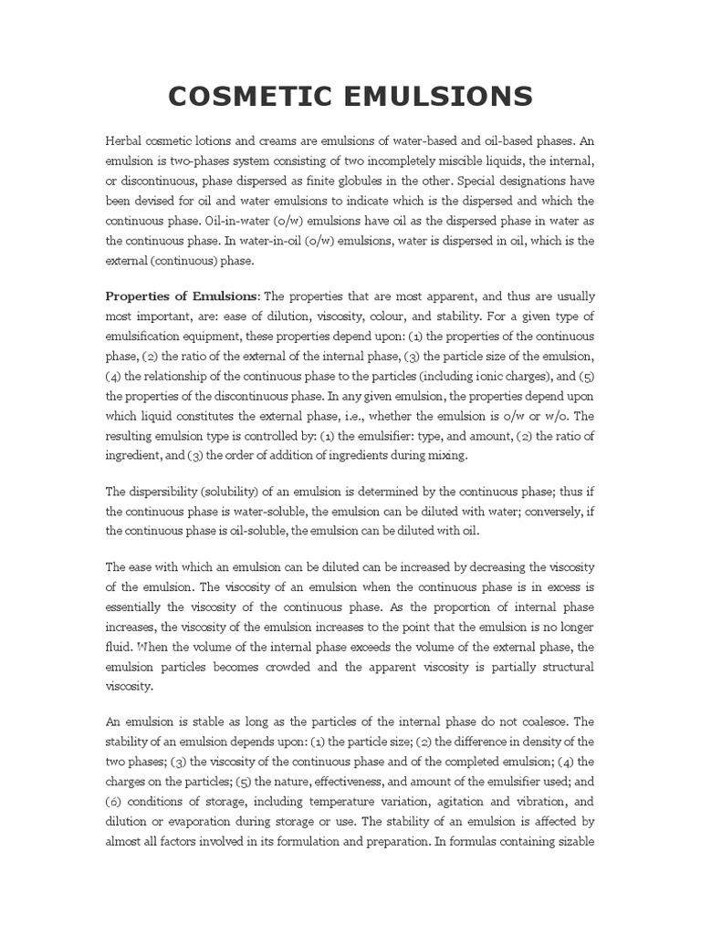 Herbal Cosmetics Handbook - Chapter 'COSMETIC EMULSIONS' | PDF ...