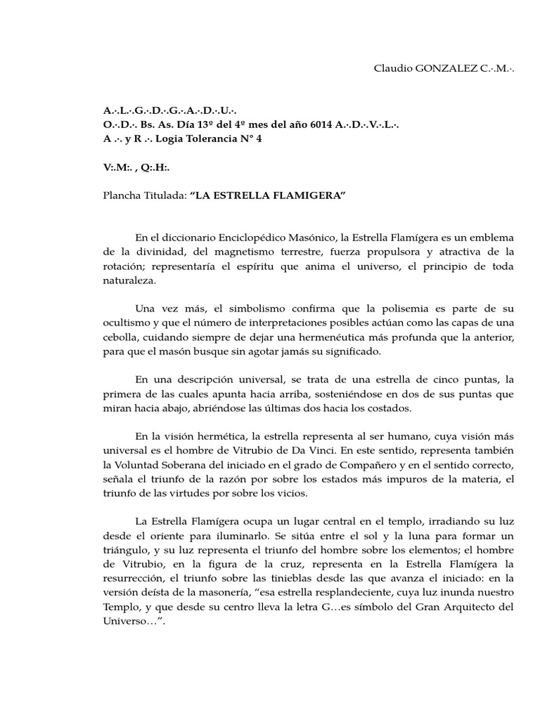 6 Plancha Sobre La Estrella Flamigera | PDF | Masonería | Estrellas