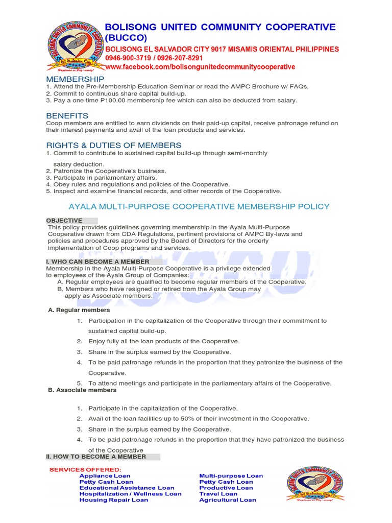 Membership: Ayala Multi-Purpose Cooperative Membership Policy | PDF ...