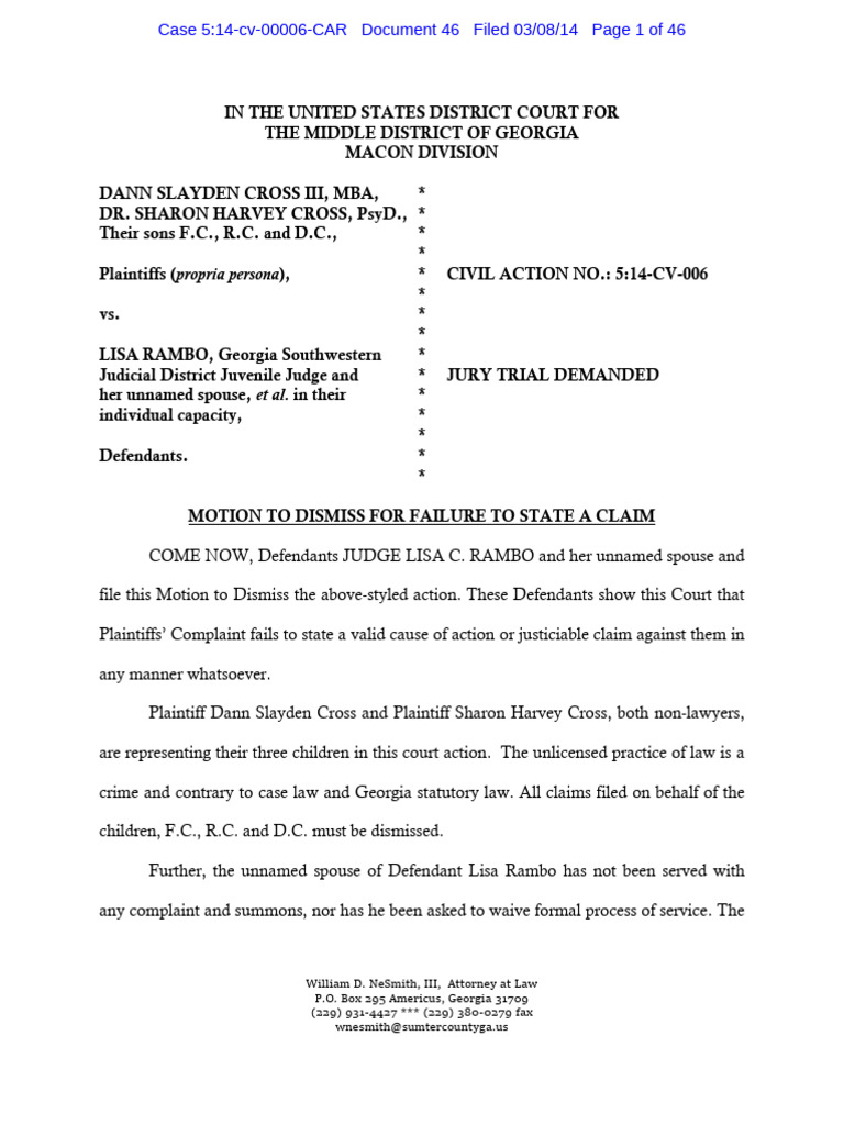 Motion to Dismiss: Rambo Case | PDF | Complaint | Pro Se Legal ...