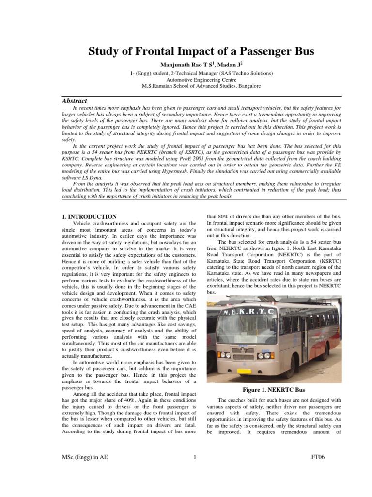 Study of Frontal Impact of A Passenger Bus: Manjunath Rao T S, Madan J ...