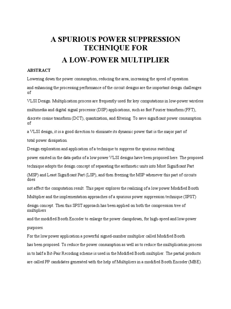 A Spurious Power Suppression Technique For | PDF | Multiplication | Digital Signal Processing