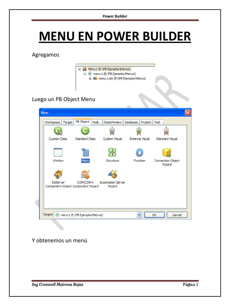 Menú en Power Builder | PDF | Point and Click | Ventana (informática)