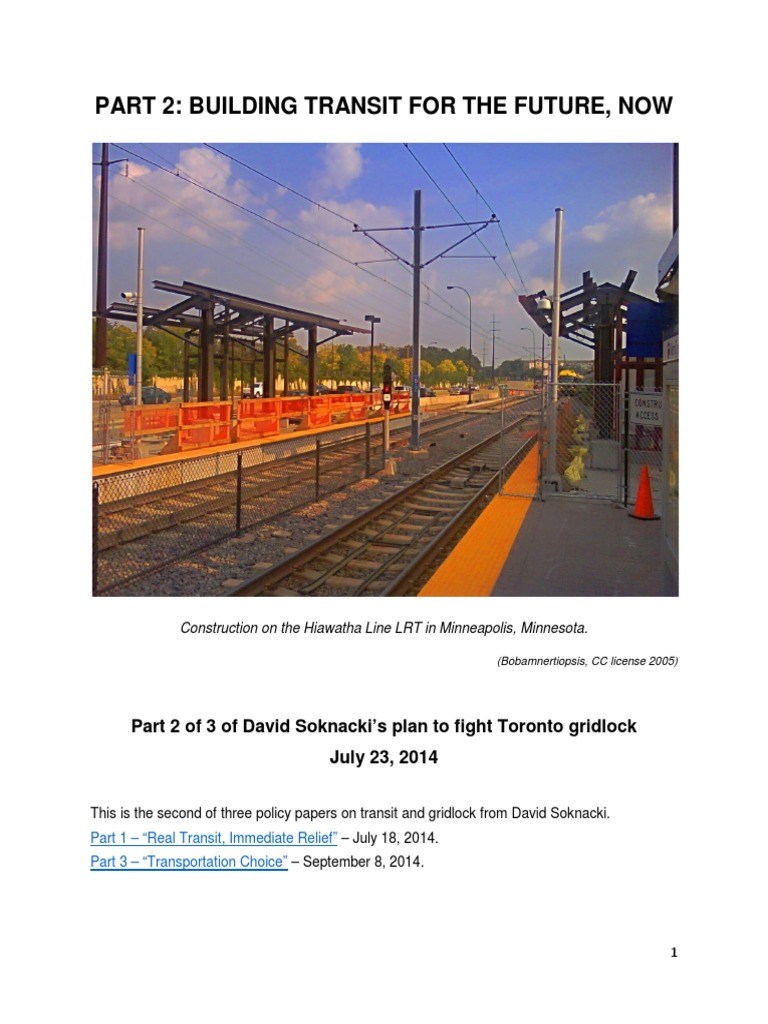 Soknacki Transit Relief Plan: Part 2 - Building Transit For The Future, Now | PDF | Public ...