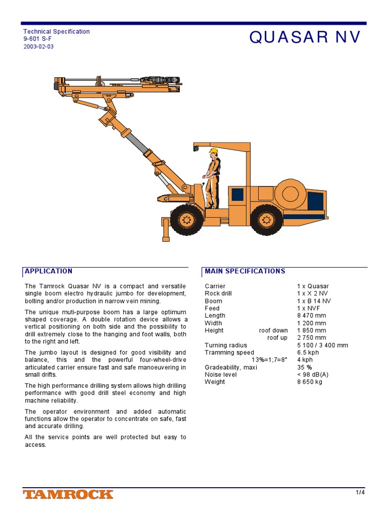 Quasar NV: Technical Specification 9-601 S-F | PDF | Engines | Drill