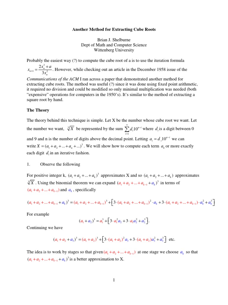 Another Method For Extracting Cube Roots | PDF | Division (Mathematics ...