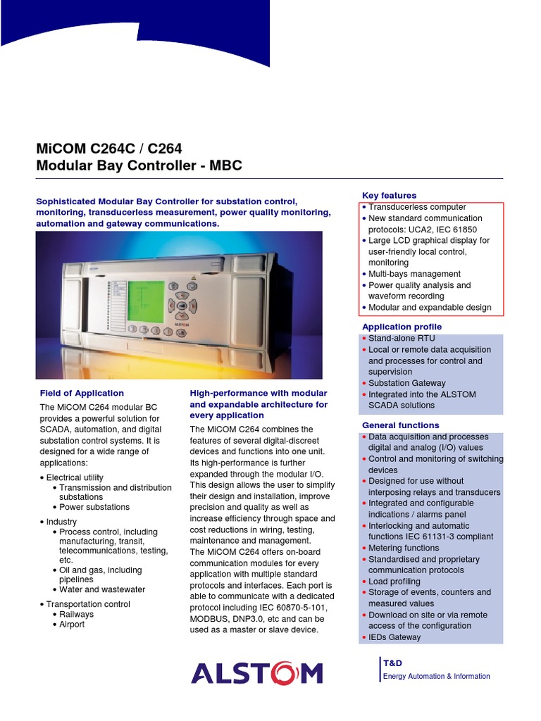 Micom C264C / C264 Modular Bay Controller - MBC: Ieds Gateway | PDF ...