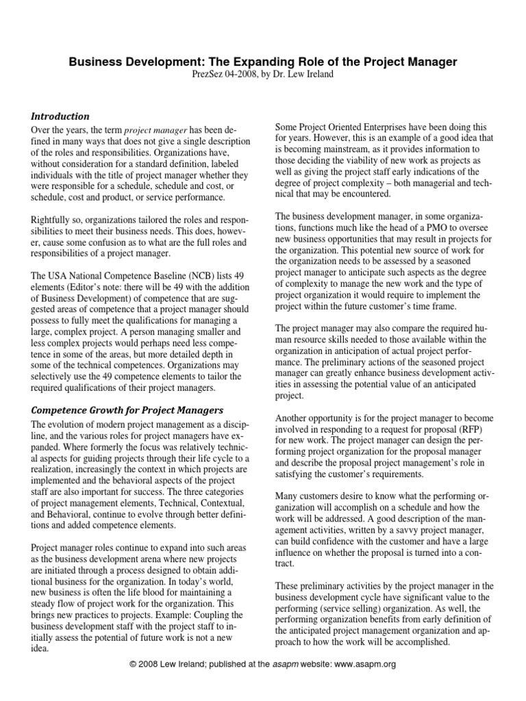 Business Development | PDF | Business Development | Project Management