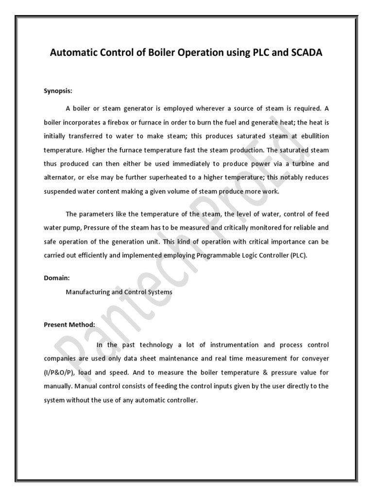 Automatic Control of Boiler Operation Using PLC and SCADA | PDF | Boiler | Steam