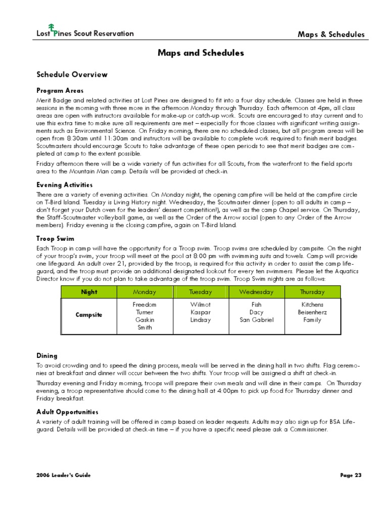 Lost Pines BSA Camp Map | PDF | Boy Scouts Of America | Scouting