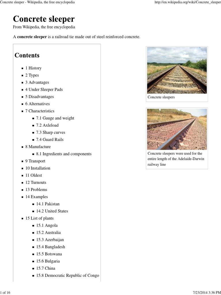 Concrete Sleeper - Wikipedia, The Free Encyclopedia | PDF | Land ...