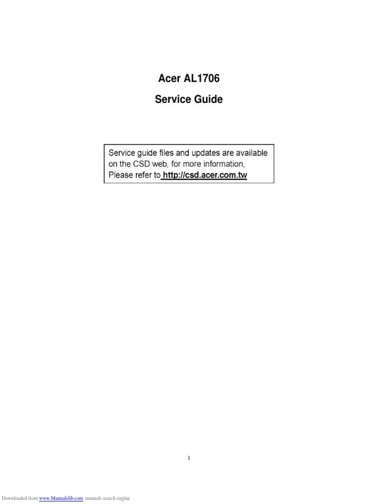 Acer AL1706 Service Guide: Downloaded From Manuals Search Engine | PDF ...