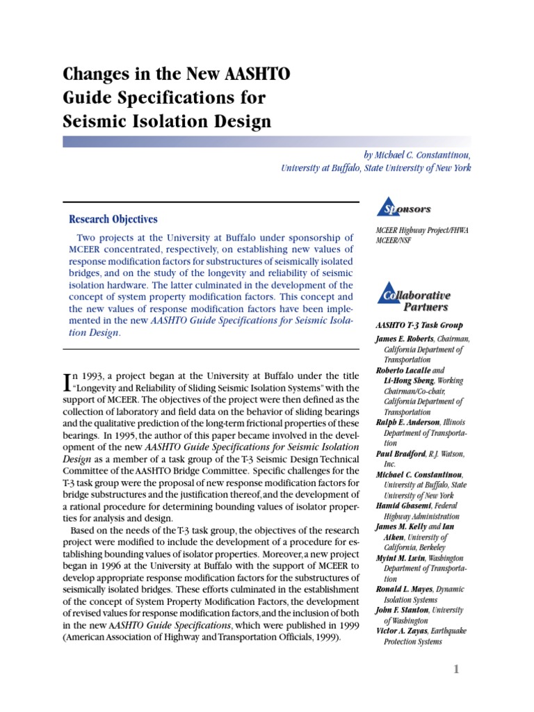 Changes in The New AASHTO Guide Specifications For Seismic Isolation ...