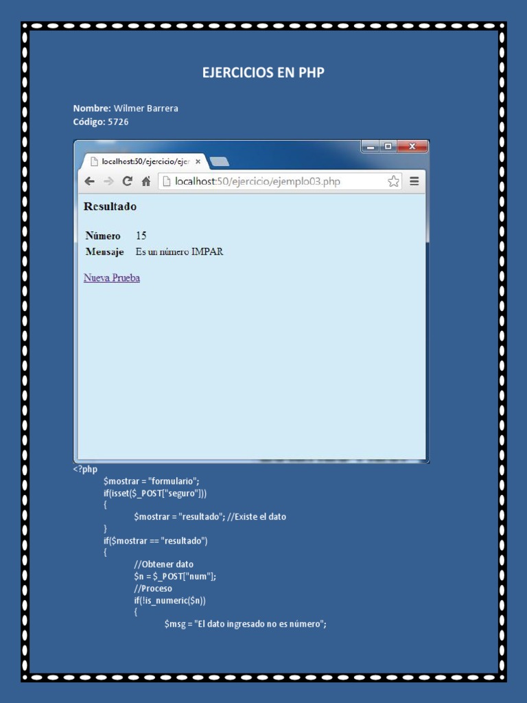 Ejercicios en PHP | PDF | Software Unix | Herramientas de programación