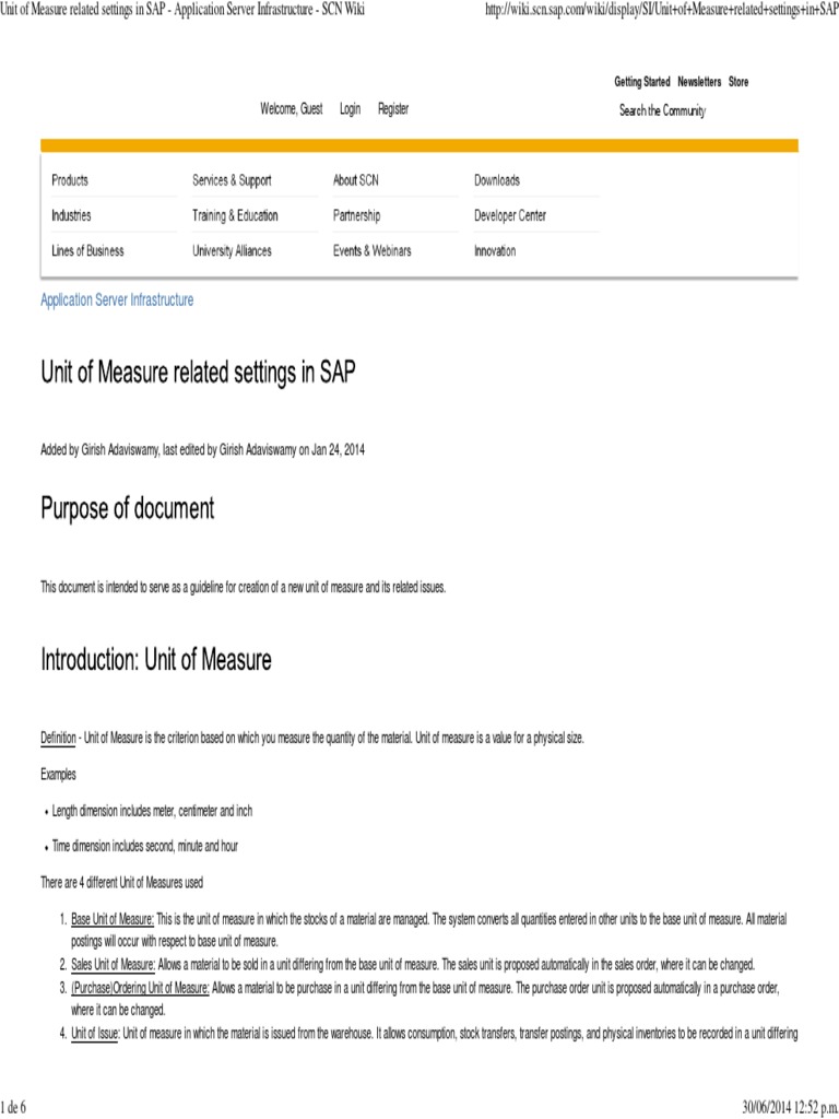Unit of Measure Related Settings in SAP - Application Server ...