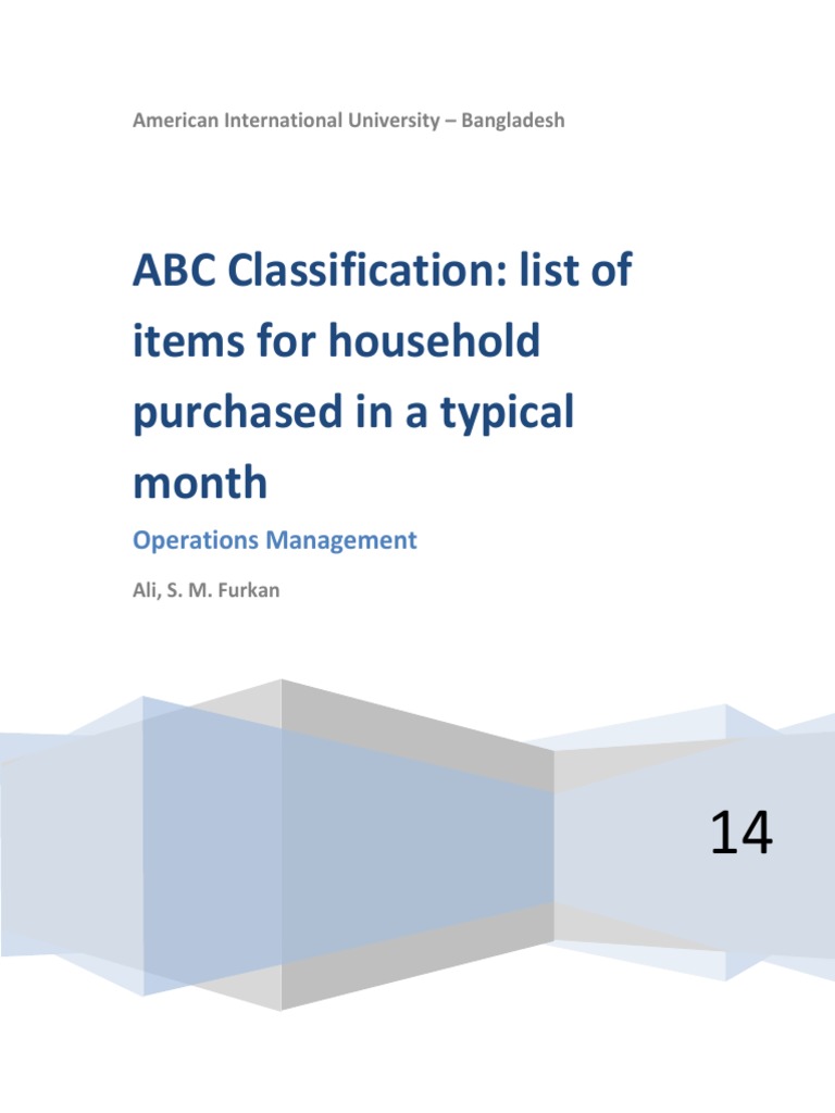 ABC Classification of Household Items | PDF | Inventory | Cuisine