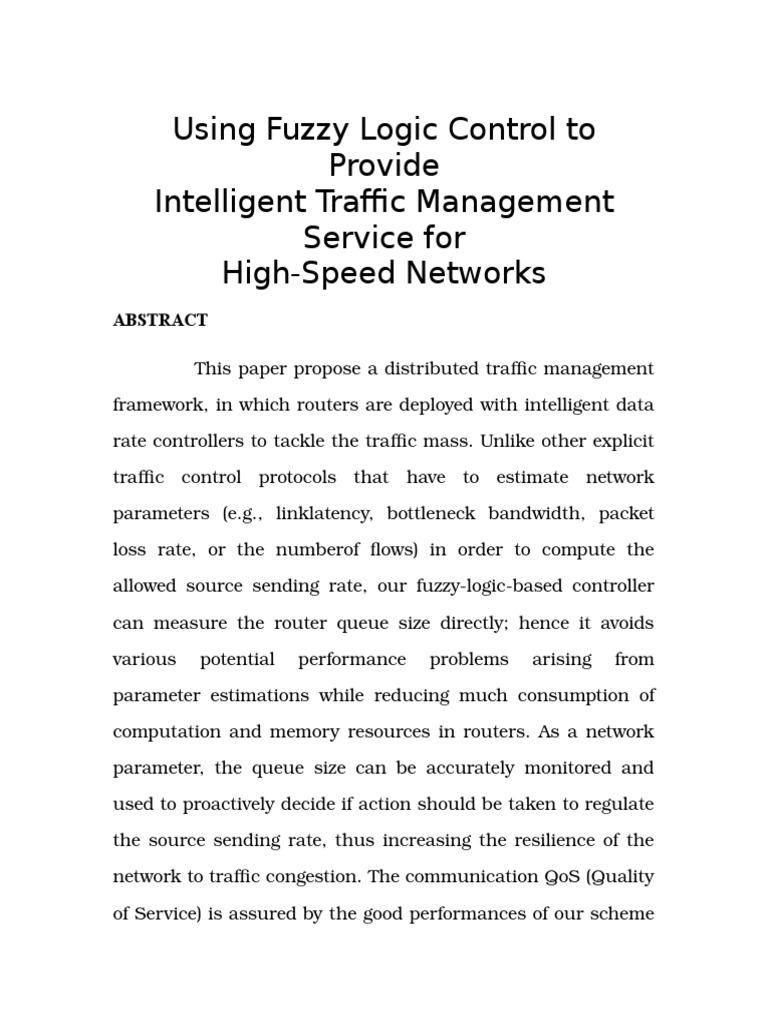 Using Fuzzy Logic Control To Provide Intelligent Traffic Management ...