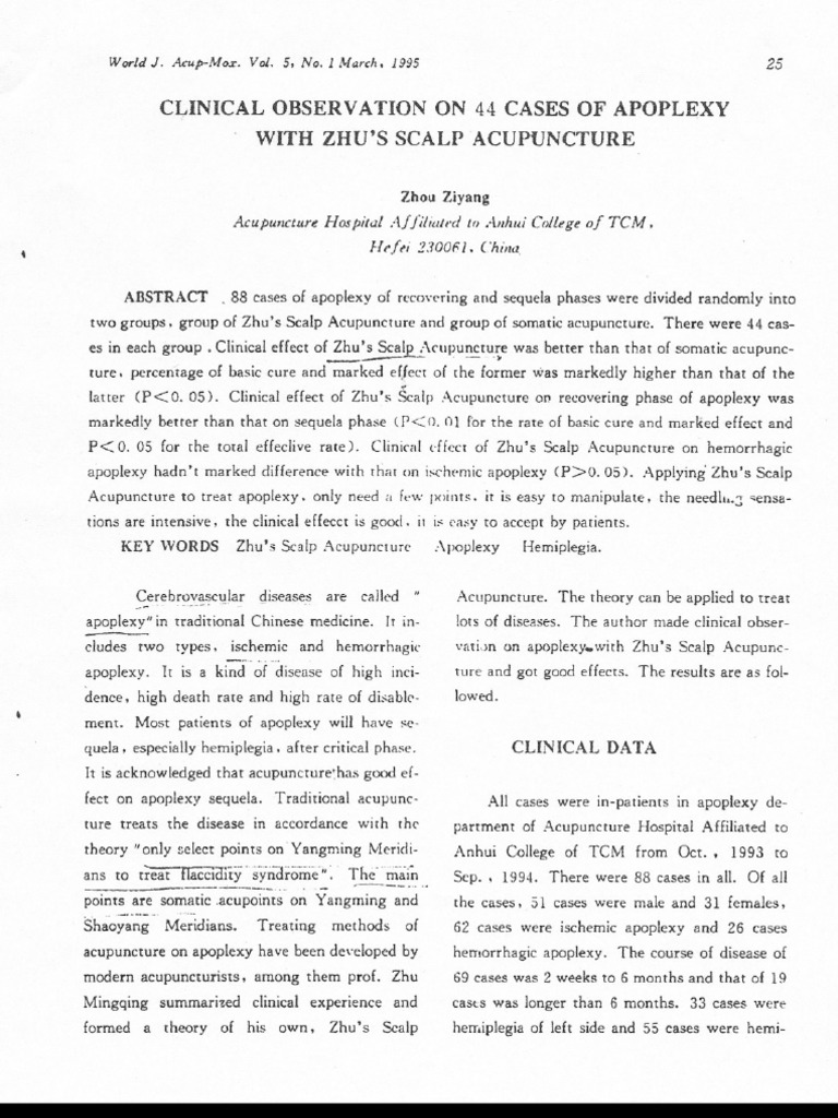 Stroke Study 1994 | PDF | Acupuncture | Traditional Chinese Medicine