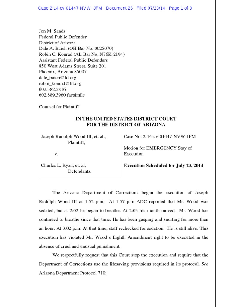 Emergency Motion For Stay of Execution | PDF | Cm/Ecf | Public Law