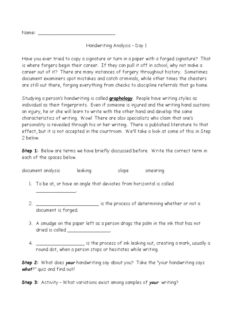 Handwriting Analysis Day 1 | PDF | Graphology | Writing