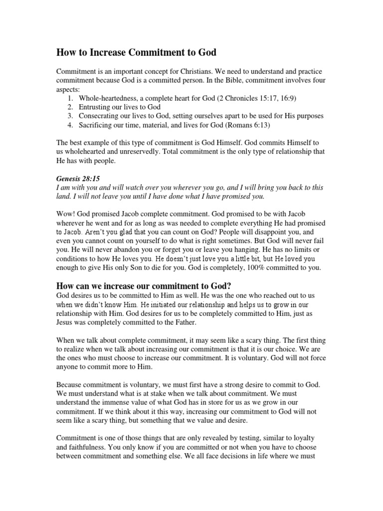 How To Increase Our Commitment To God | PDF | Jacob | David