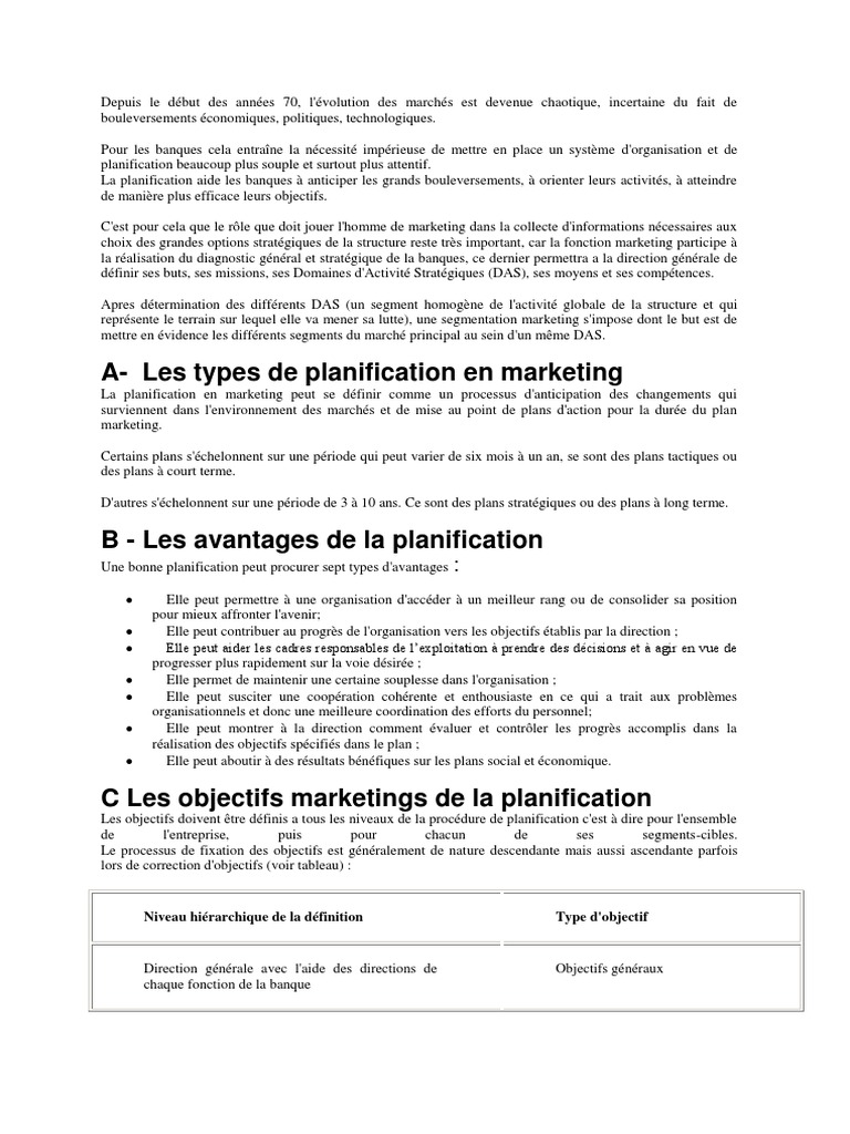 Planification Marketing D'une Banque | PDF | Stratégie militaire | Commercialisation