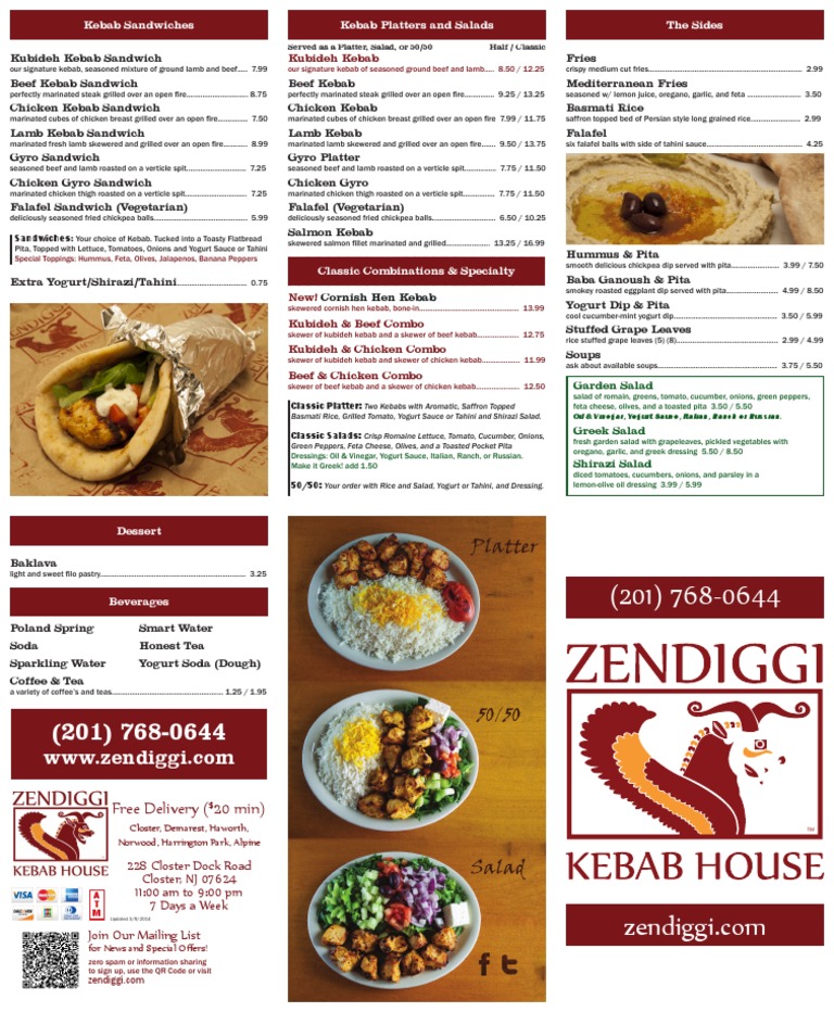 Zendiggi Kebab House Menu | PDF | Kebab | Salad