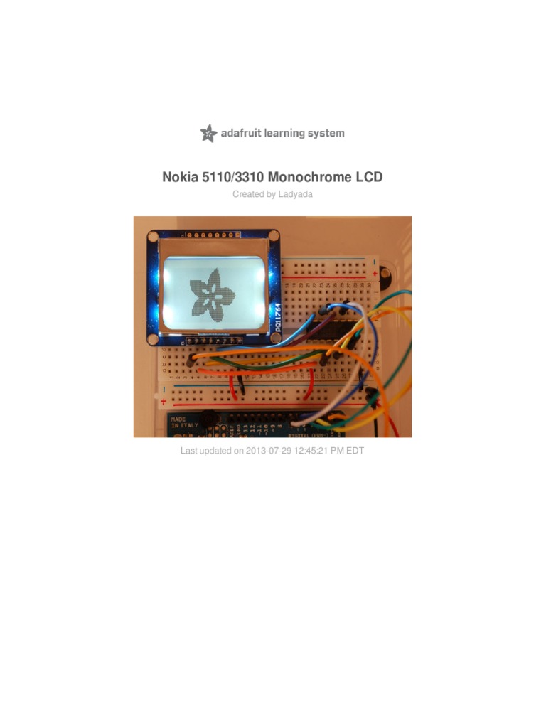 Nokia 5110 3310 Monochrome LCD | PDF | Arduino | Liquid Crystal Display