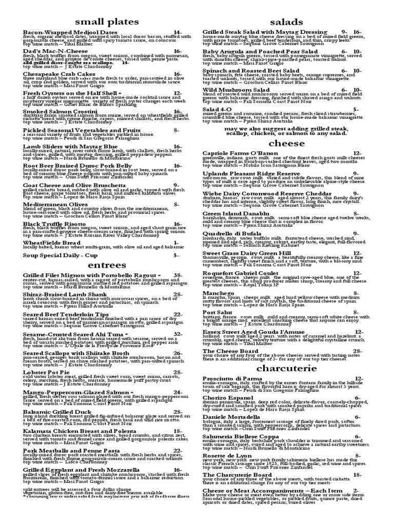 4 Olives Restaurant Menu | PDF | Sausage | Salad