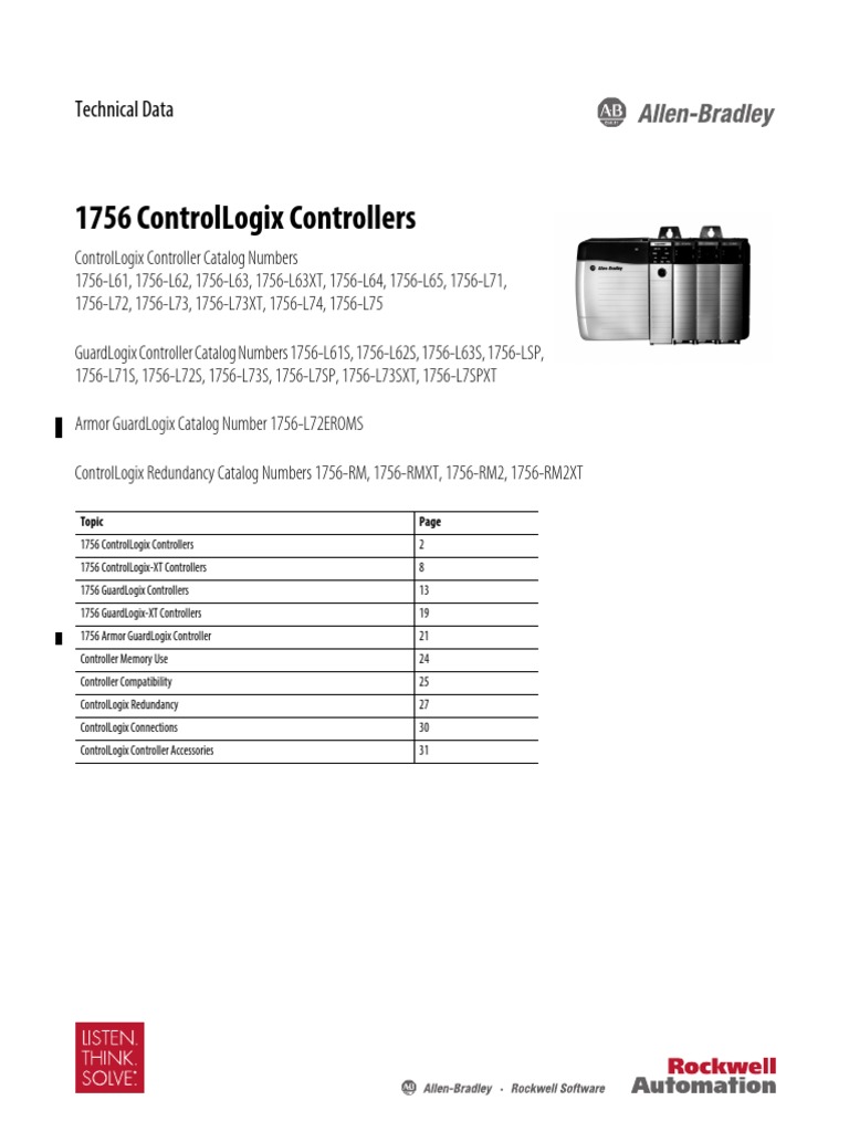 1756 ControlLogix Controllers | PDF | Electrical Wiring | Computer Network