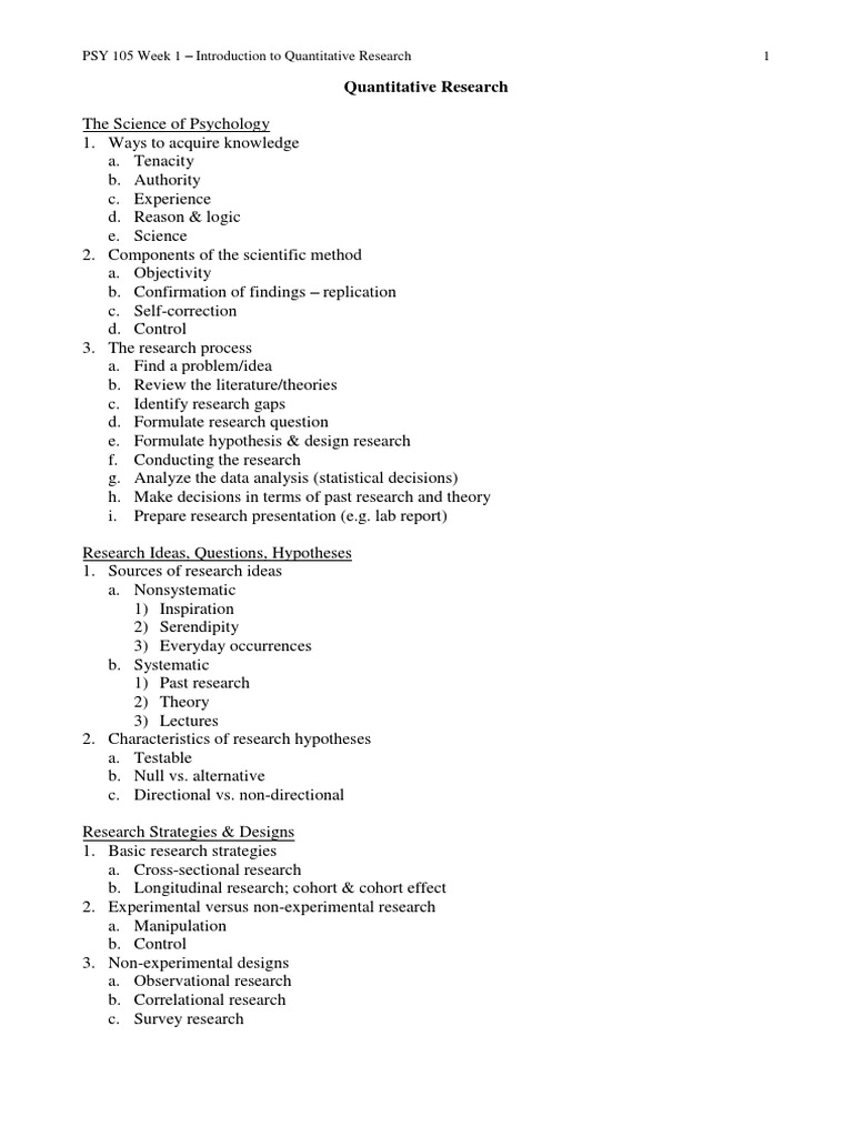 PSY 105 Week 1 - Introduction To Quantitative Research 1 | PDF ...