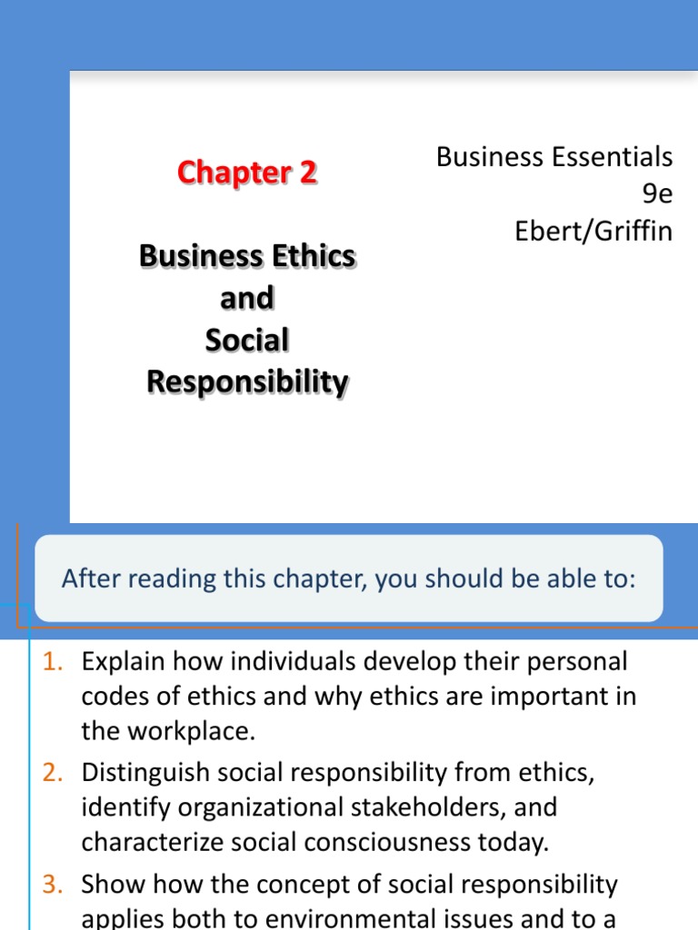Business Ethics and Social Responsibility: Business Essentials 9e Ebert ...