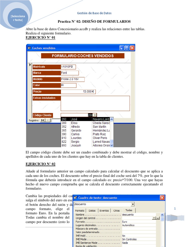 Formulario Concesionario | PDF | Tabla (base de datos) | Point and Click
