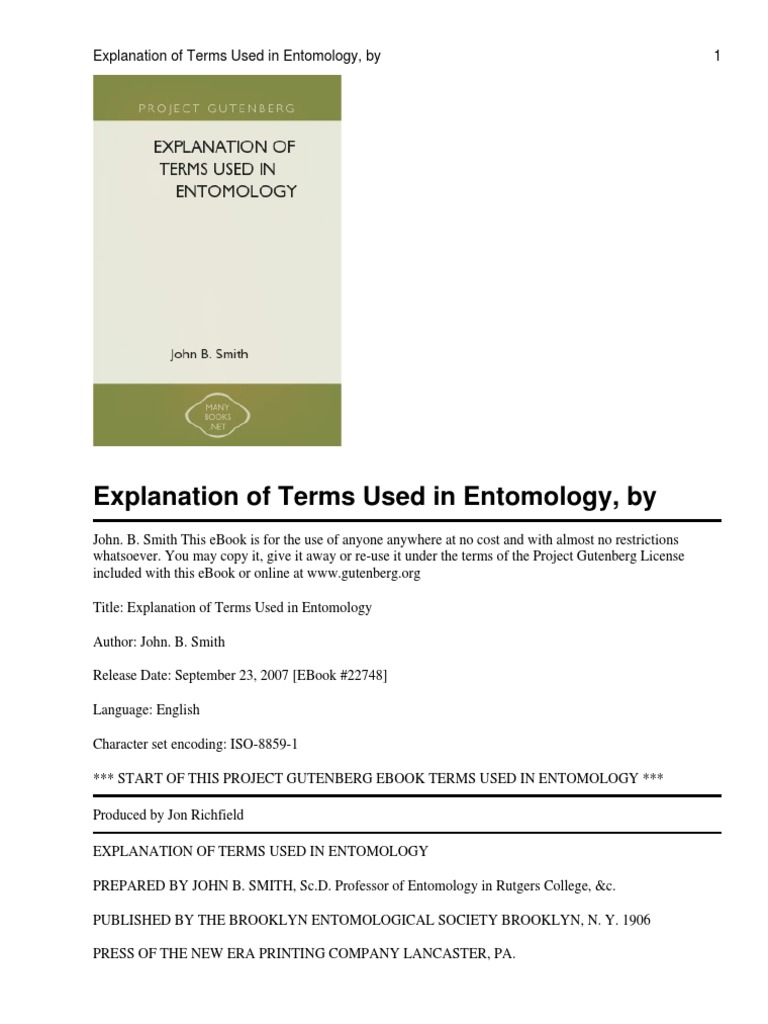Explanation of Terms Used in Entomology | PDF | Anatomical Terms Of ...